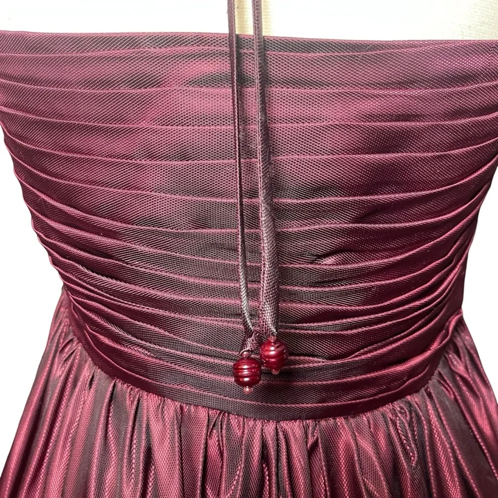 Vintage | Dresses | Vintage 9s Y2k Pleated Burgundy Metallic Halter ...
